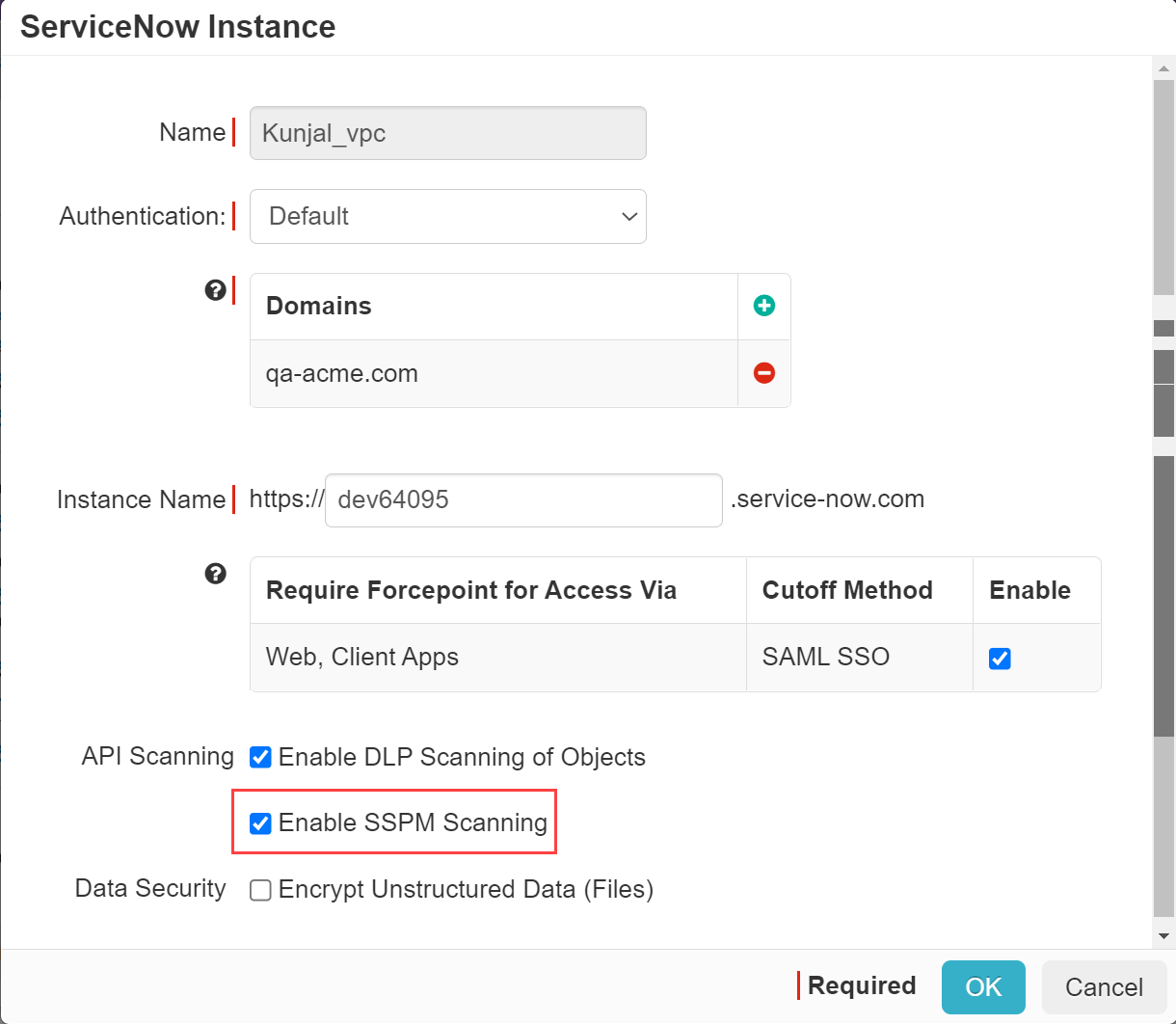 ServiceNow: Enabling SSPM scanning